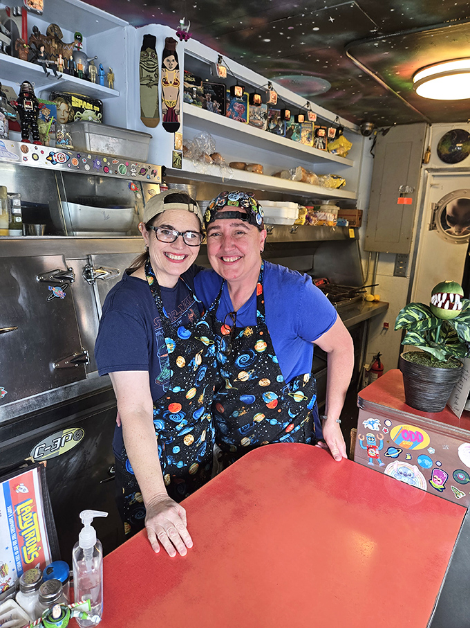 Behind every great space-themed restaurant stands a crew in themed aprons, ready to make your culinary journey one worth writing home about.