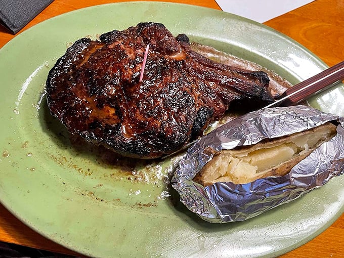 A masterpiece of meat alongside a foil-wrapped baked potato&mdash;like seeing the Mona Lisa with her equally impressive but often overlooked friend.