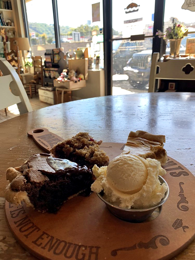 Three slices arranged like a star, proving that geometry has delicious applications beyond what they taught in high school.