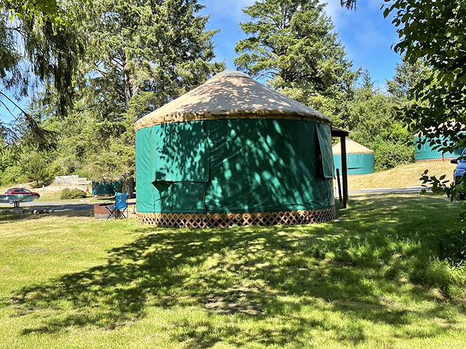 Glamping goes circular! These charming yurts offer the perfect compromise for couples with different definitions of "roughing it."