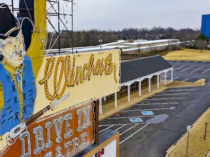 From this aerial view, you can almost hear the crackle of the radio tuning to the right frequency as dusk settles over the Winchester.