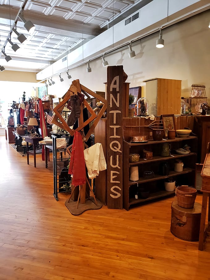 This wooden "ANTIQUES" sign doesn't lie &ndash; beyond it lies a world where everything old becomes new again to the right collector.