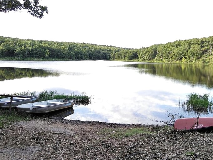 These humble boats await their next fishing expedition. No fancy motors here&mdash;just you, the water, and the promise of a good catch.