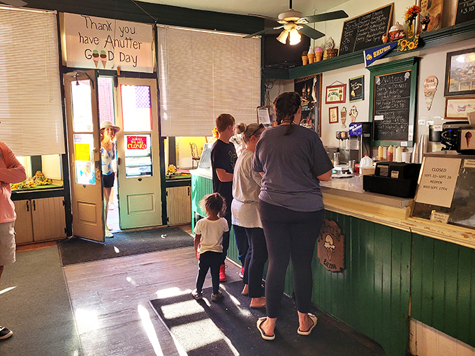 "Thank you have a-Nutter good day"&mdash;the sign says it all. This is where memories are scooped alongside dessert.