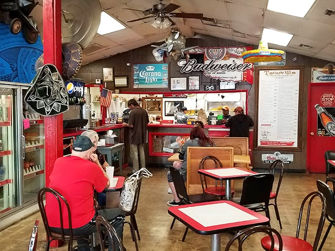 Locals know the drill: order at the counter, find a seat at the red-trimmed tables, and prepare for a no-frills feast that delivers where it counts.