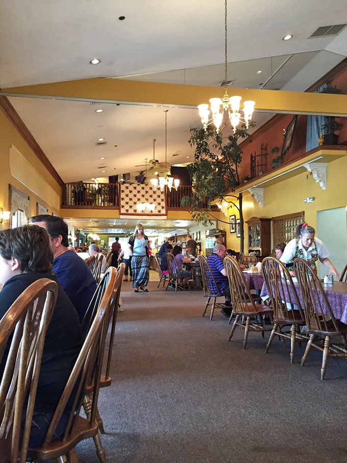 High ceilings, warm lighting, and a dining room buzzing with conversation—this is where memories are made between bites of homestyle cooking.