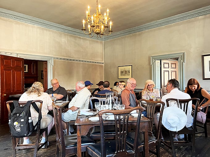 Modern diners enjoying centuries-old hospitality. If these walls could talk, they'd probably say, "Save room for dessert!"