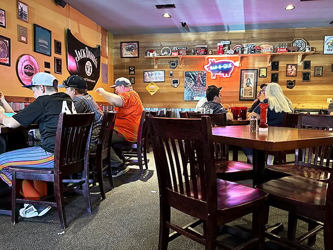 The true measure of any great barbecue joint: a diverse crowd united by the universal language of "mmm" and "pass the sauce."