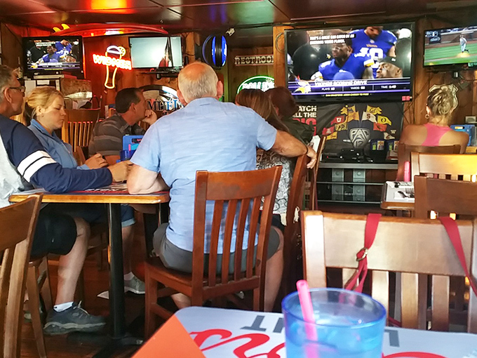 Where locals and visitors become temporary family, united by sports on TV and the anticipation of what's coming from the kitchen.