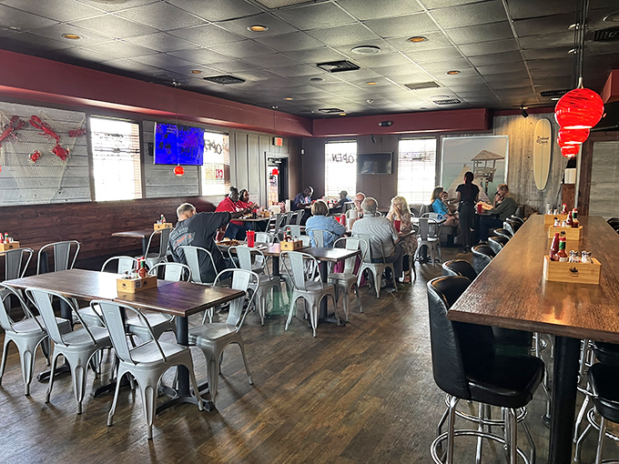 The true measure of a restaurant isn't just its food but the people who gather there. This dining room hums with the satisfaction of good decisions.