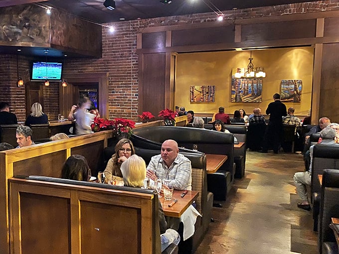 Where meat lovers gather to worship at the altar of perfectly cooked beef. The congregation appears suitably reverent.