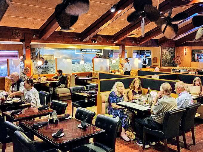 Multi-generational diners sharing stories and steaks—the true measure of a restaurant isn't just its food, but its ability to gather people.