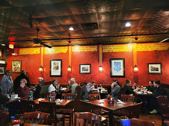 The warm glow of the dining room creates the perfect backdrop for what matters most &ndash; good food, good drinks, and the hum of happy conversation.