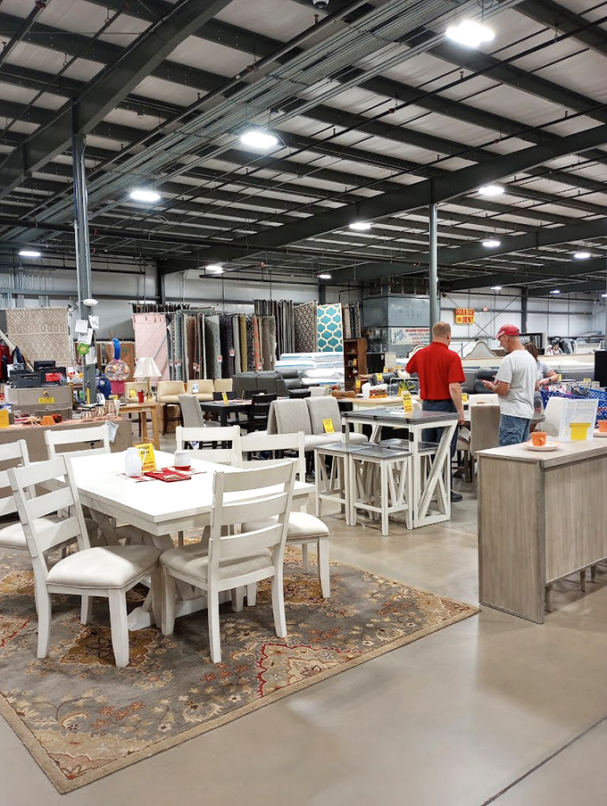 Dining sets arranged like a Midwestern design showroom, minus the intimidating price tags and hovering salespeople. Family meals deserve tables this nice.