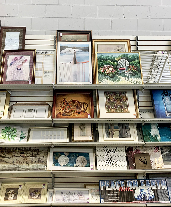 Wall art for every possible taste. From serene garden scenes to inspirational quotes, someone else's "that doesn't match our new couch" becomes your statement piece.