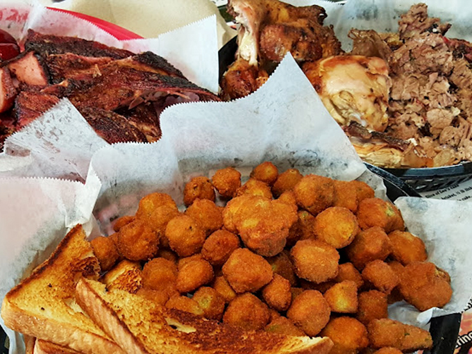 Fried okra: the South's answer to popcorn. These golden nuggets provide the perfect crunchy counterpoint to Leo's tender, smoky meats.