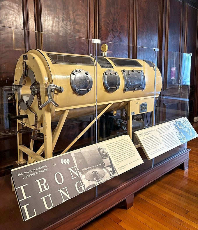 The Iron Lung stands as a hulking yellow time capsule from the polio era, a mechanical marvel that once breathed for those who couldn't. 