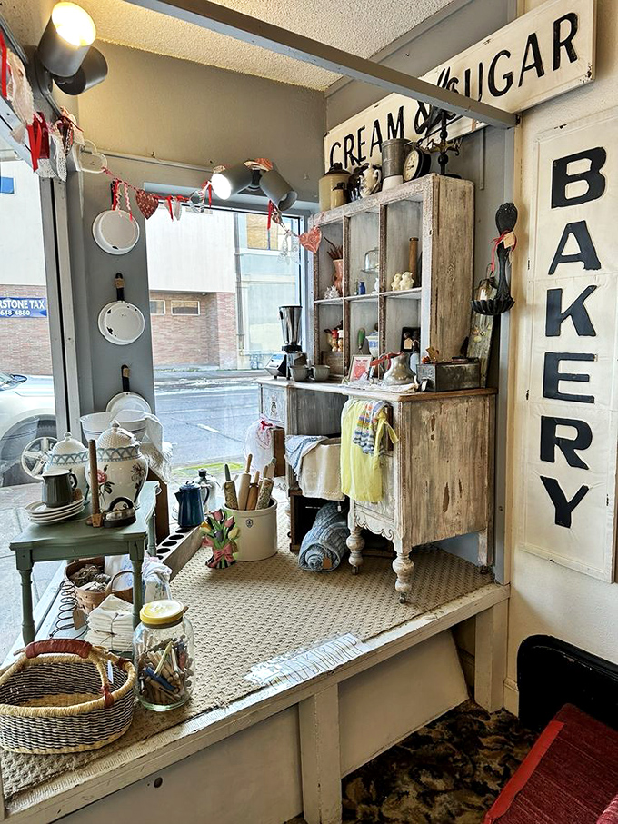 The "BAKERY" sign says it all&mdash;this vignette of kitchen treasures would make even Julia Child stop and browse awhile.