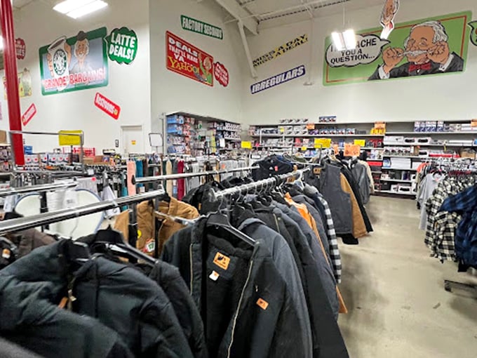 The apparel section proves looking good doesn't require going broke. These jackets would cost double elsewhere, but at Ollie's, style comes with savings.
