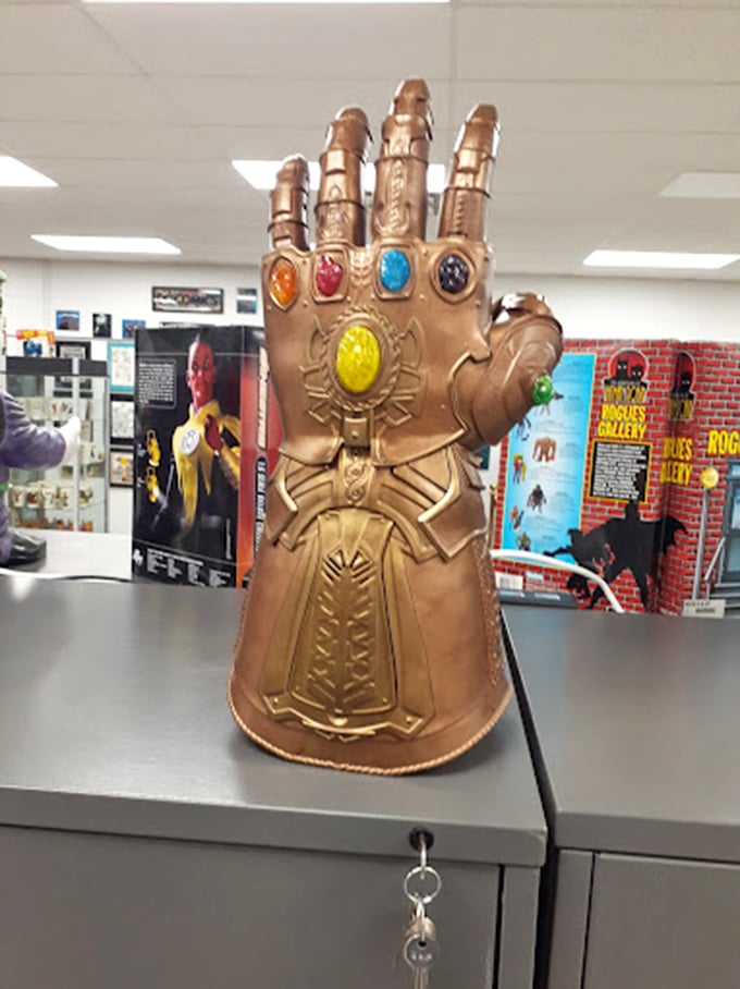 Thanos would be pleased - the Infinity Gauntlet sits ready to change the universe with a snap, though thankfully it's safely displayed rather than wielded.