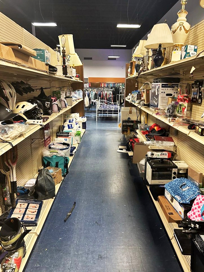 Housewares displayed with care, each shelf a potential kitchen makeover waiting to happen. Your grandmother's favorite serving dish might just be hiding here.