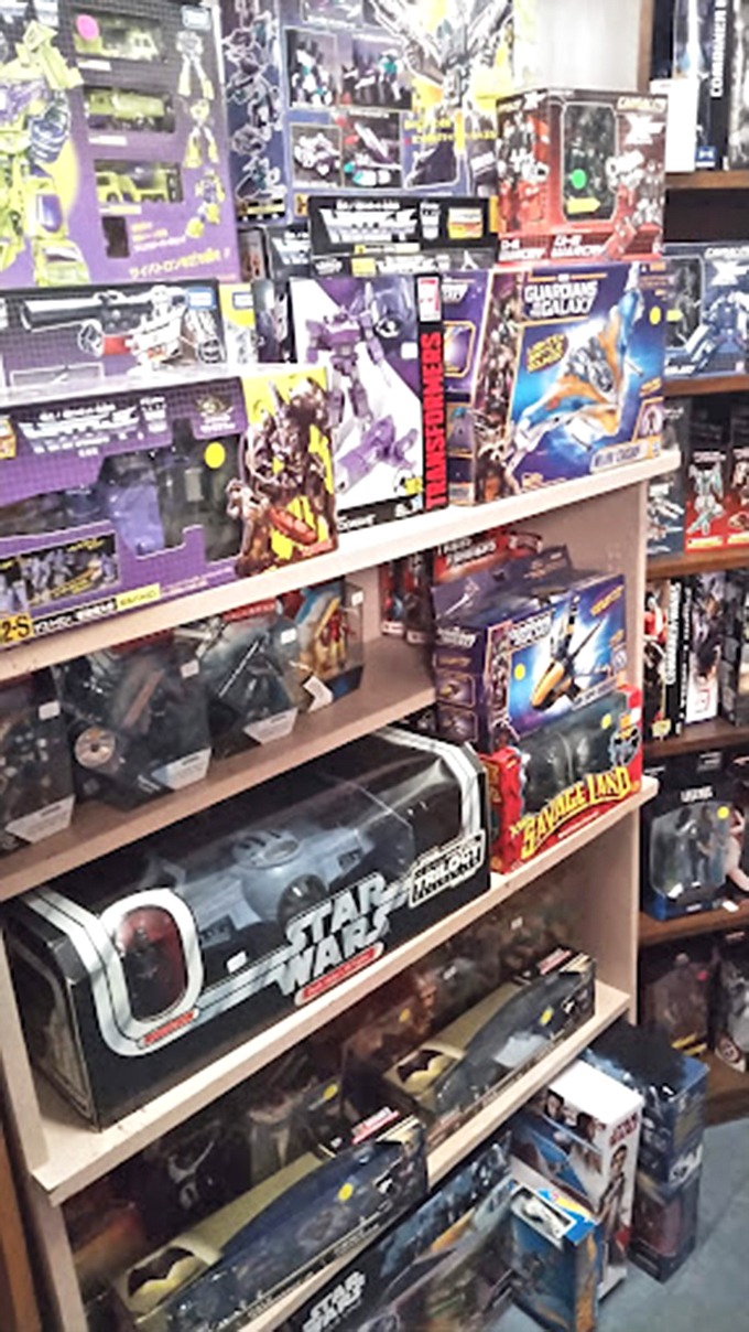 Toy heaven for collectors. That Star Wars vehicle you begged for in 1983 but never got? It's here, waiting for your inner child.