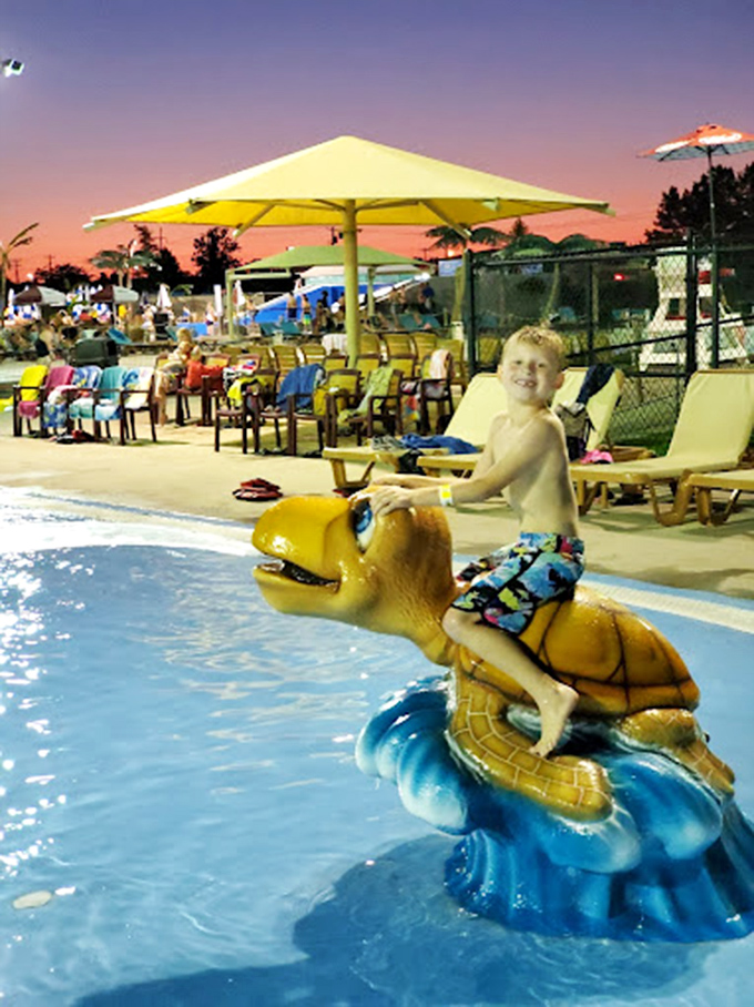 Lounge chairs lined up like soldiers ready for duty &ndash; the frontline defense against exhaustion after conquering every slide in the park. 