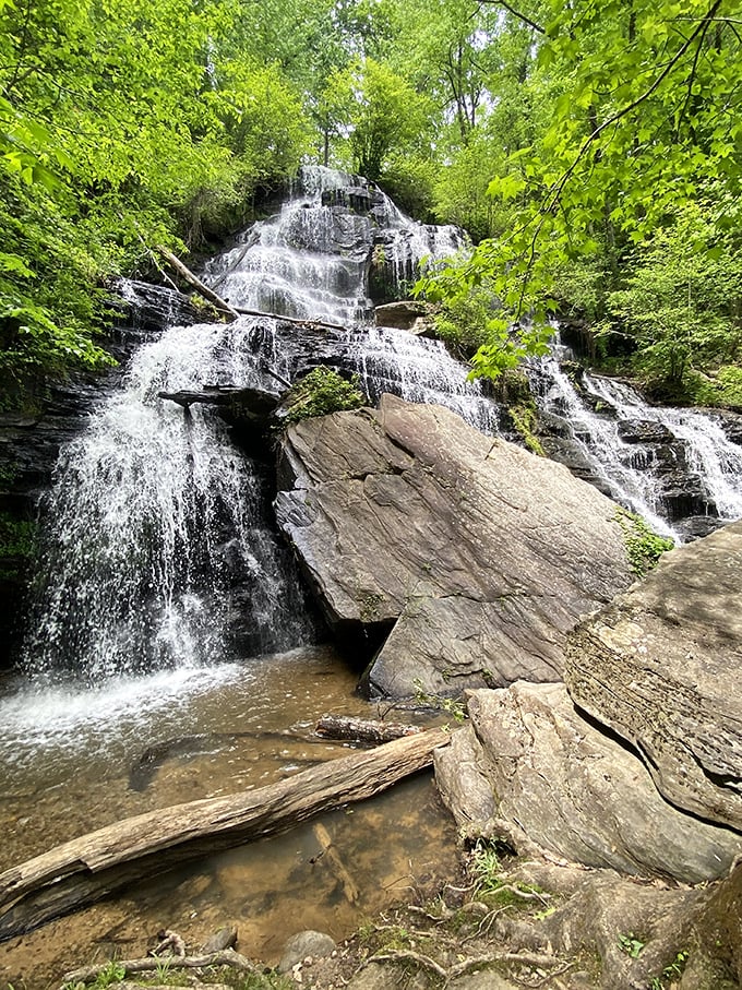 Issaqueena Falls cascades with the kind of effortless beauty that makes professional photographers question their expensive equipment.