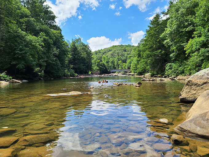Crystal clear and invitingly cool, Audra's Middle Fork River carves its way through sandstone, creating nature's perfect swimming hole.