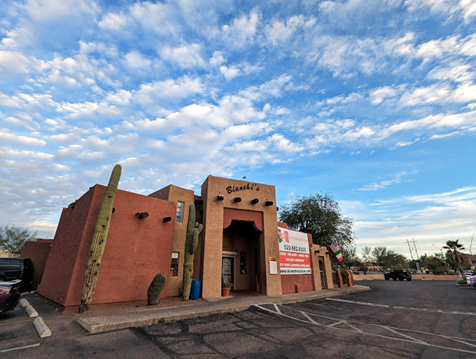 Bianchi's adobe walls and desert landscaping create the perfect Southwestern backdrop for an Italian-inspired feast.