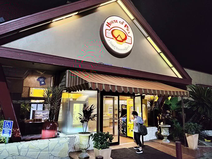 House of Pies' distinctive A-frame design is like a breakfast cathedral where pancakes are the religion and syrup is holy water.