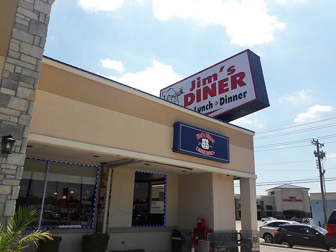 Jim's Diner may look like just another restaurant, but that sign promises lunch AND dinner &ndash; the dynamic duo of diner delights.