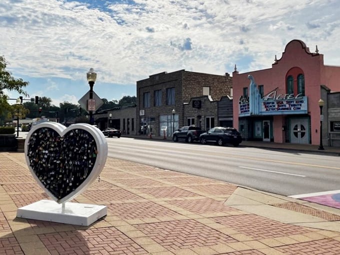 Shawnee's colorful Aztec Theater adds character to a downtown where charm doesn't come with a premium price tag.