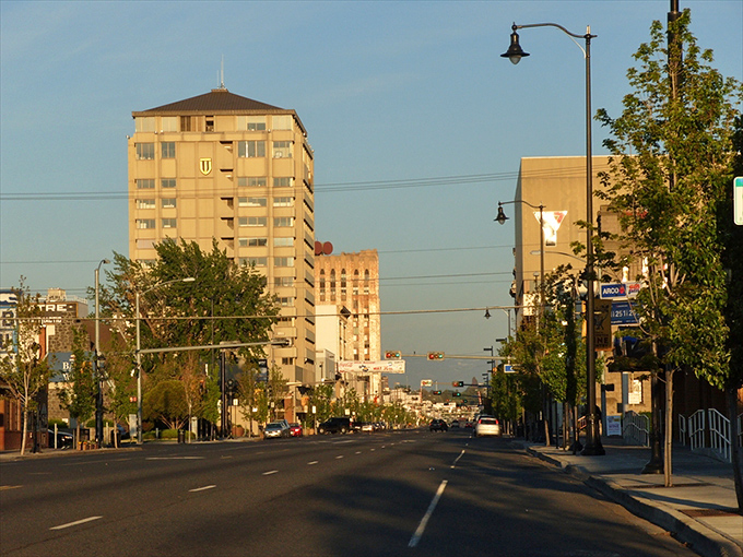 Yakima's handsome downtown stretches toward distant hills, balancing urban amenities with small-town warmth and Western charm.