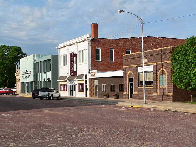 Aerial view of Broken Bow shows this prairie gem's impressive downtown nestled among a sea of trees. Nebraska's hidden forest city!