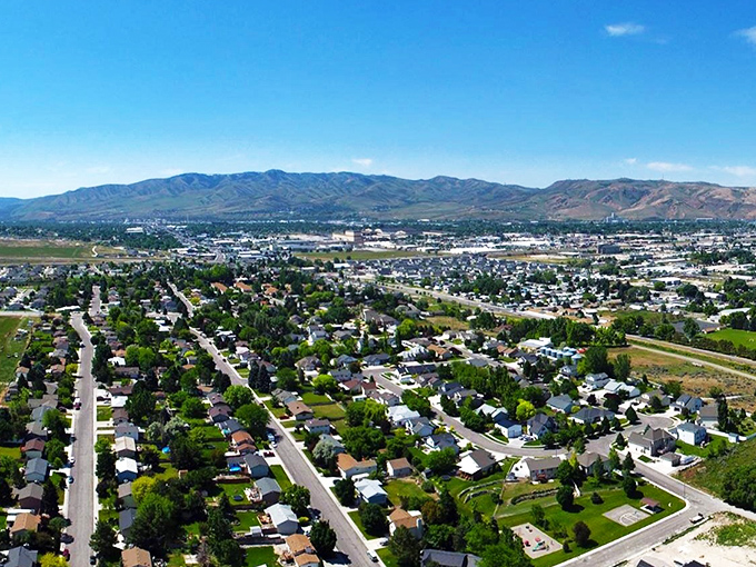 From this vantage point, Chubbuck spreads out like a masterclass in sensible suburban planning with mountain views thrown in for free.