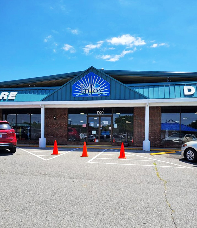 Those traffic cones can't keep bargain hunters away from InJoy's treasures. Where the thrill of the hunt meets joy!