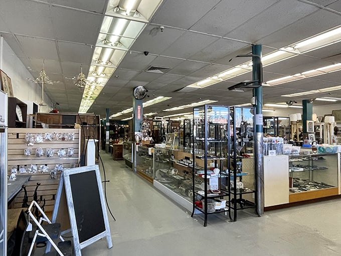 Behind these modest doors lies a wonderland of possibility. Another man's trash truly becomes treasure in this thoughtfully arranged space.