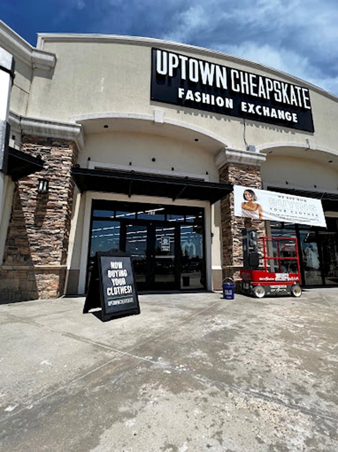 Modern stone accents and clean lines promise a thrifting experience that's less dusty attic, more curated collection.