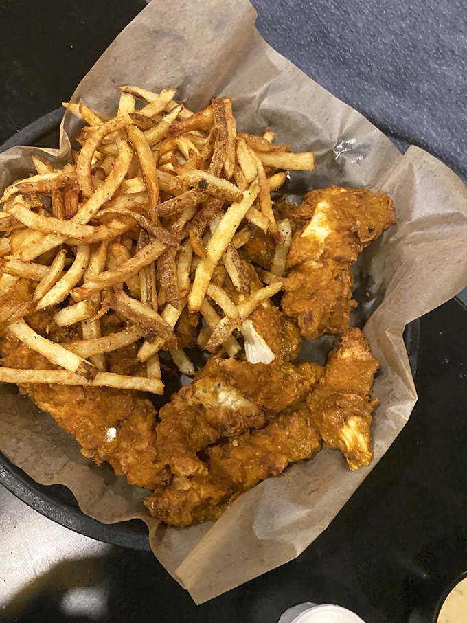 Chicken tenders and fries &ndash; the comfort food combo that never disappoints, especially when the breading has that perfect crunch. 