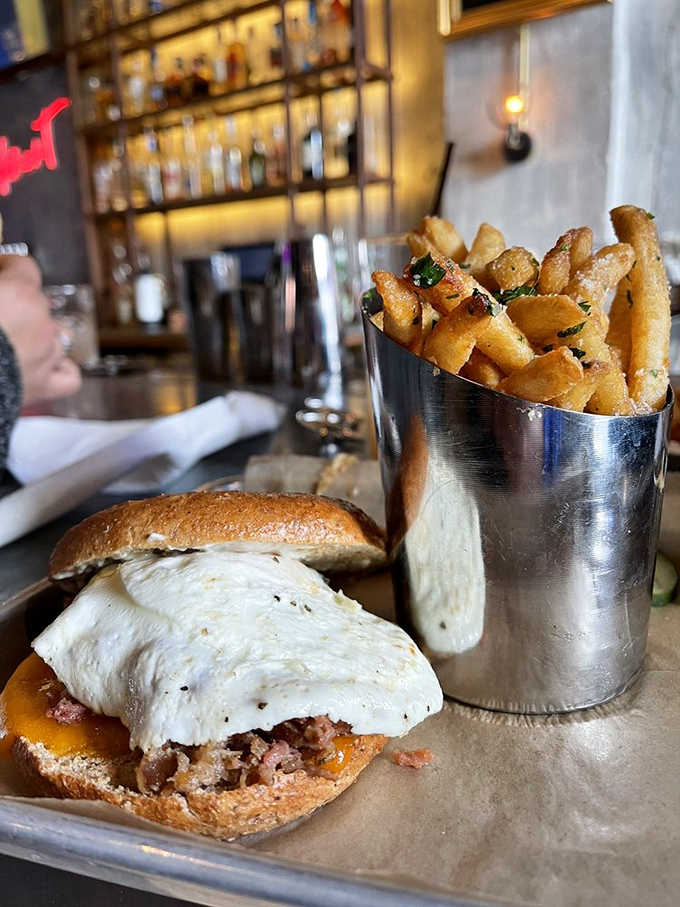 Breakfast sandwiches often disappoint. This one, however, makes promises with its melty cheese and delivers with every savory bite.