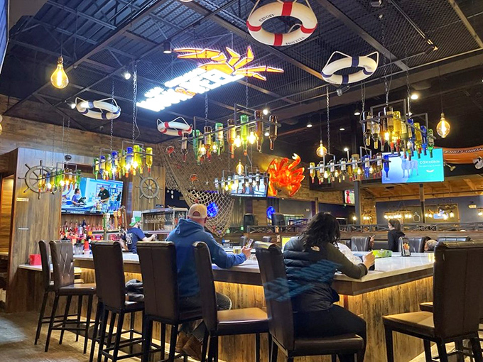 The bar area, where landlubbers become seafaring adventurers after just one signature cocktail.