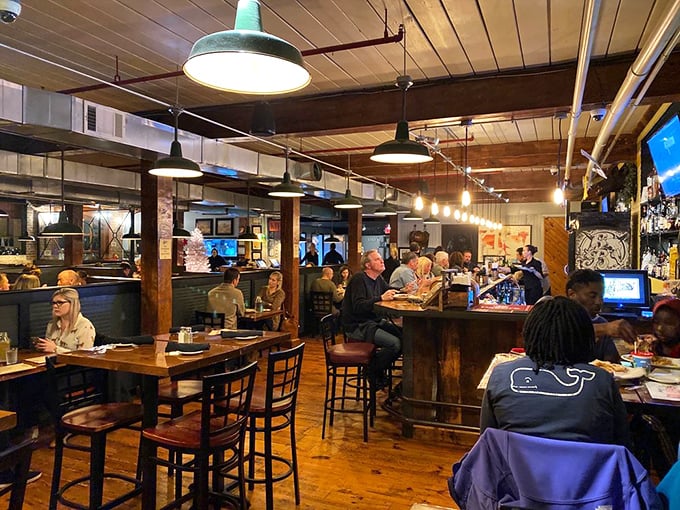 The bar area buzzes with the energy of people who know they're about to experience something special&mdash;like being backstage at a meat concert.