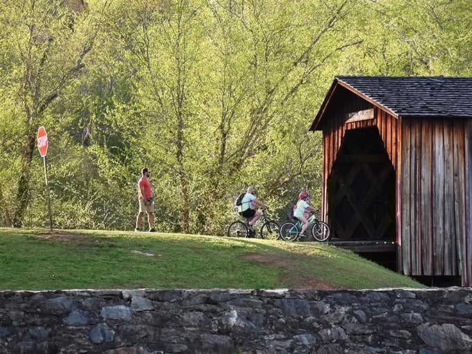 The bridge welcomes cyclists like an old friend&mdash;offering shade, history, and the perfect backdrop for that mid-ride break.