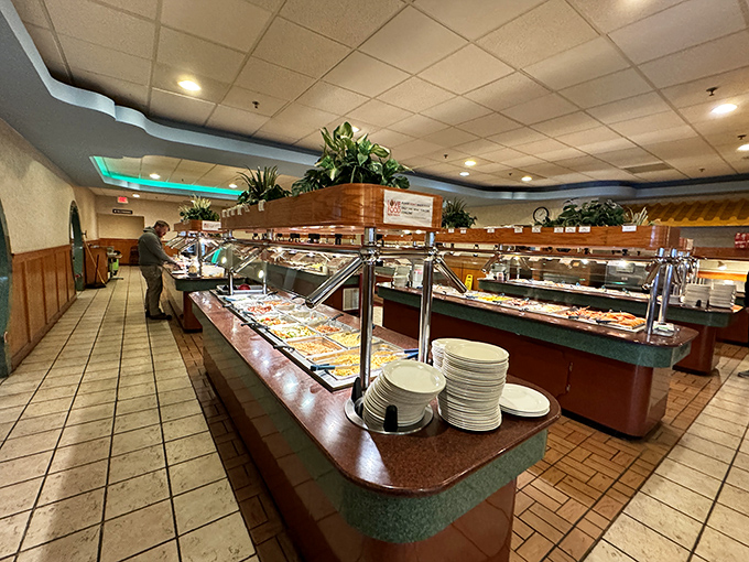 The buffet line in all its glory &ndash; a runway where every dish gets its moment to shine before being whisked away to your table.