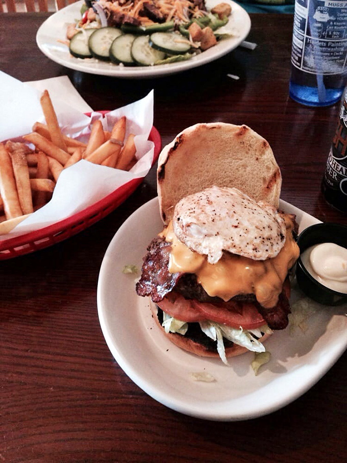 The burger that reminds you Eadie's isn't just about fish. That fried egg on top says, "I'm not a morning person, but I'll make an exception for you."