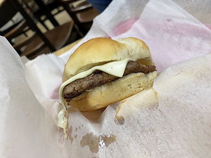 A sausage and cheese sandwich that proves breakfast is the most important meal of the day. Simple ingredients transformed into morning magic.