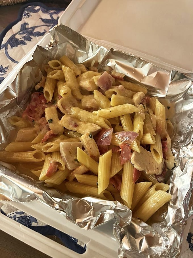 Penne pasta playing matchmaker to chicken and prosciutto&mdash;a relationship so perfect it deserves its own Italian soap opera.