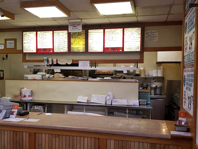 Behind this unassuming counter, pasta magic happens. The menu board's simplicity is the first clue you're in for something special.