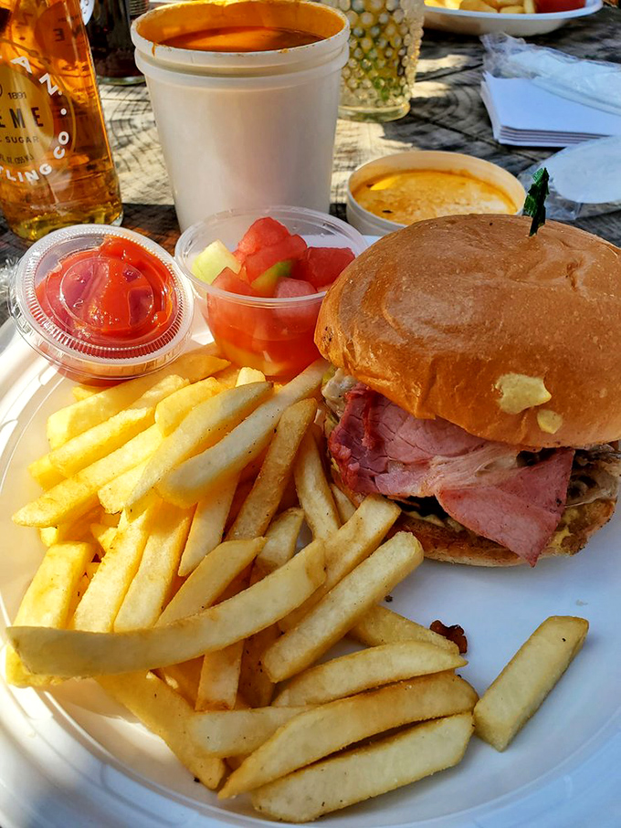 A sandwich so photogenic it should have its own Instagram account &ndash; tender ham on a golden brioche with crispy fries that disappear mysteriously fast. 